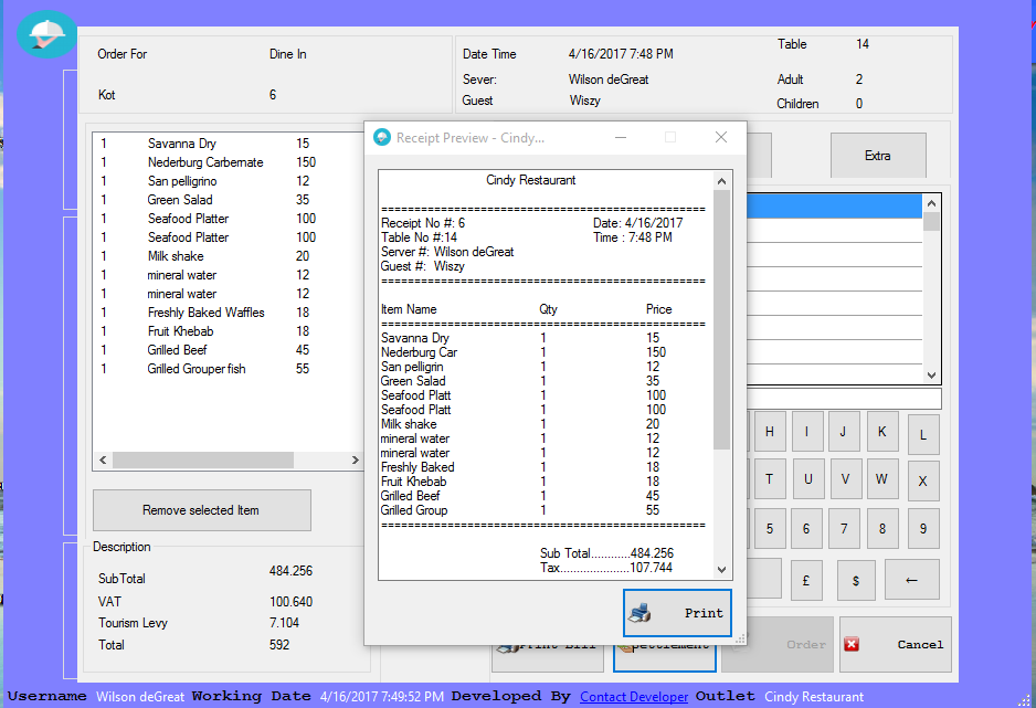 Cindy Restaurant System in C# and MS SQL Server with Source Code | SourceCodester